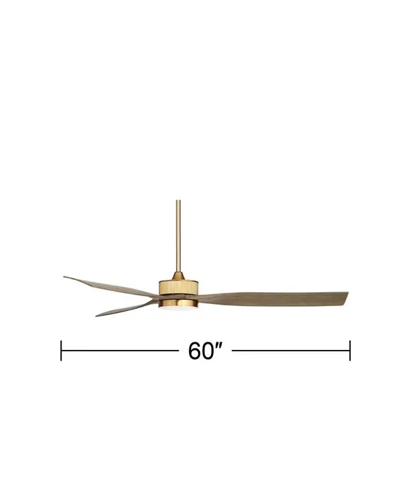 CASA VIEJA 60" Montage Soft Brass Led Damp Rated Fan With 36" Rod