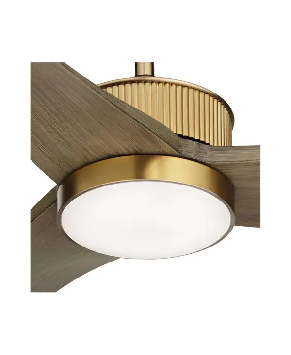 CASA VIEJA 60" Montage Soft Brass Led Damp Rated Fan With 36" Rod