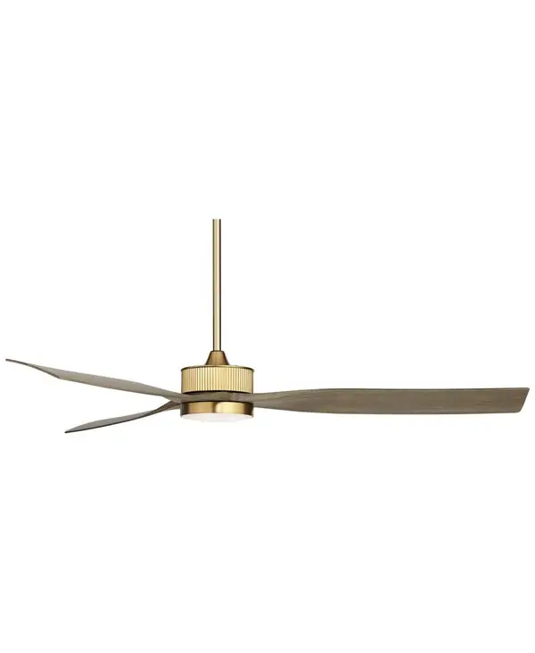 CASA VIEJA 60" Montage Soft Brass Led Damp Rated Fan With 36" Rod