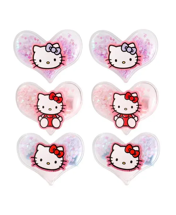 HELLO KITTY Heart Hair Clip 6-piece Set Official License - Multicolored