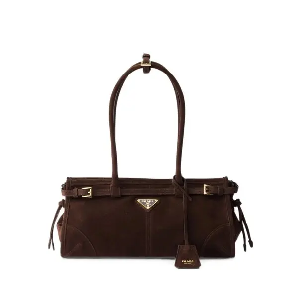 Prada Suede Shoulder Bag - Brown