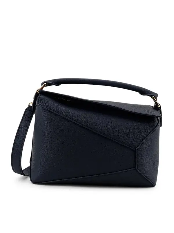 Loewe Small Puzzle Edge Bag In Grained Calfskin - Blue