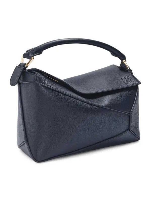 Loewe Small Puzzle Edge Bag In Grained Calfskin - Blue