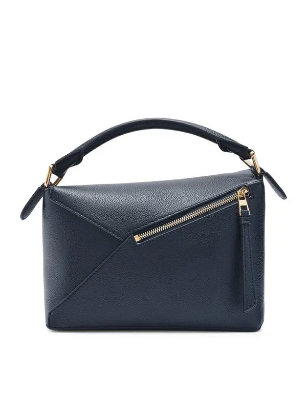 Loewe Small Puzzle Edge Bag In Grained Calfskin - Blue