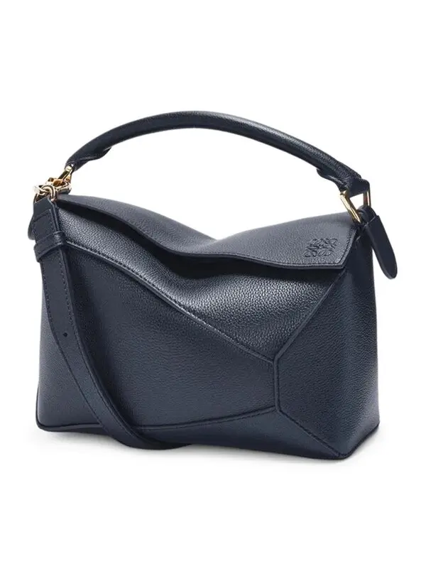 Loewe Small Puzzle Edge Bag In Grained Calfskin - Blue