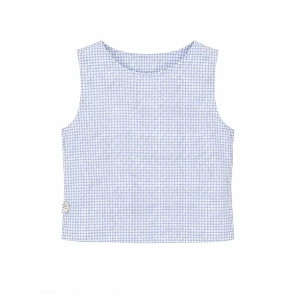 Mind Traveler Claudia Sky Gingham Top - Blue