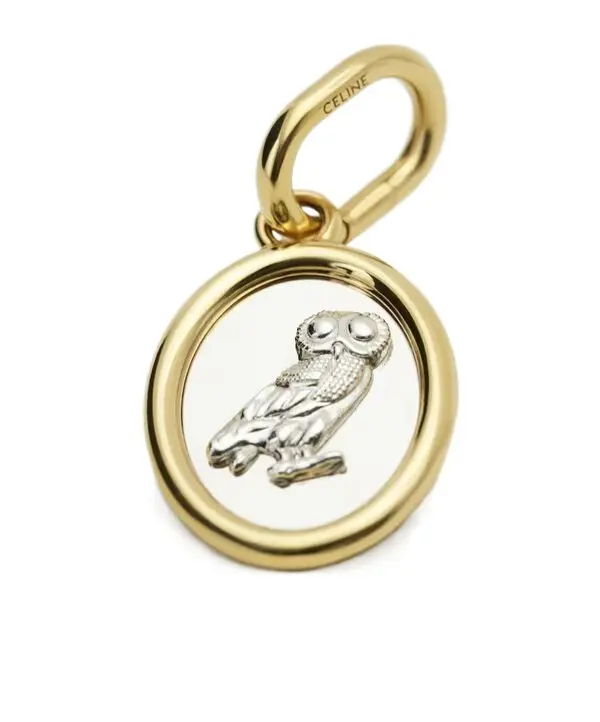 Celine Charms Owl Medal In Brass With Gold And Rhodium Finish - Gold/silver