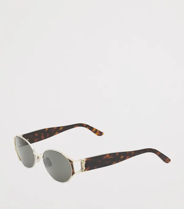 Saint Laurent Oval Sunglasses With Cassandre Logo