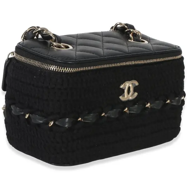 Chanel Quilted Lambskin Crochet Vanity Case With Chain