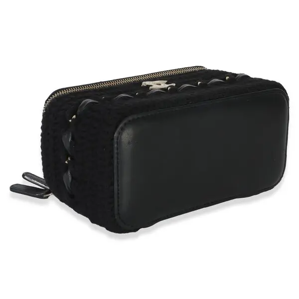 Chanel Quilted Lambskin Crochet Vanity Case With Chain