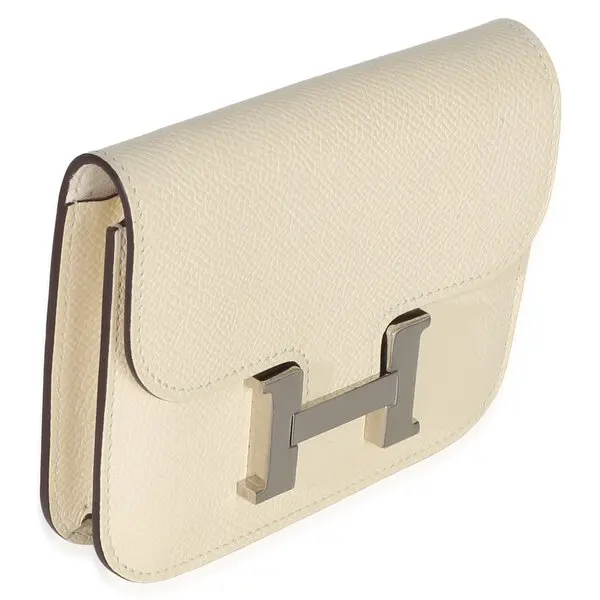 Hermès Nata Epsom Constance Slim Wallet Phw - White