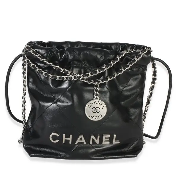 Chanel Quilted Calfskin 22 Hobo Shoulder Bag - Black