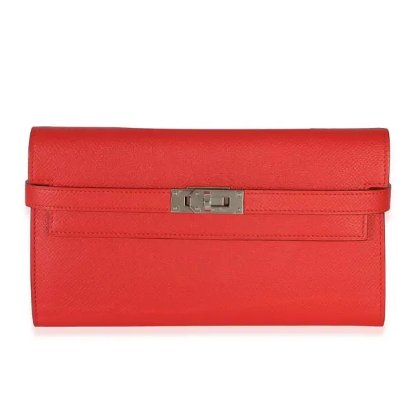 Hermès Rouge Tomate Epsom Kelly Long Wallet Phw - Red