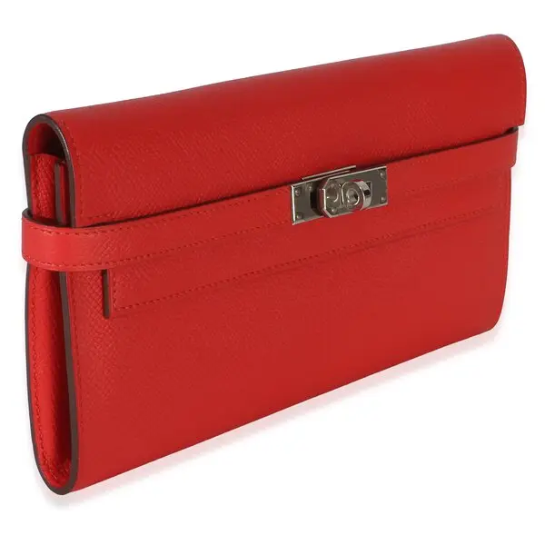 Hermès Rouge Tomate Epsom Kelly Long Wallet Phw - Red