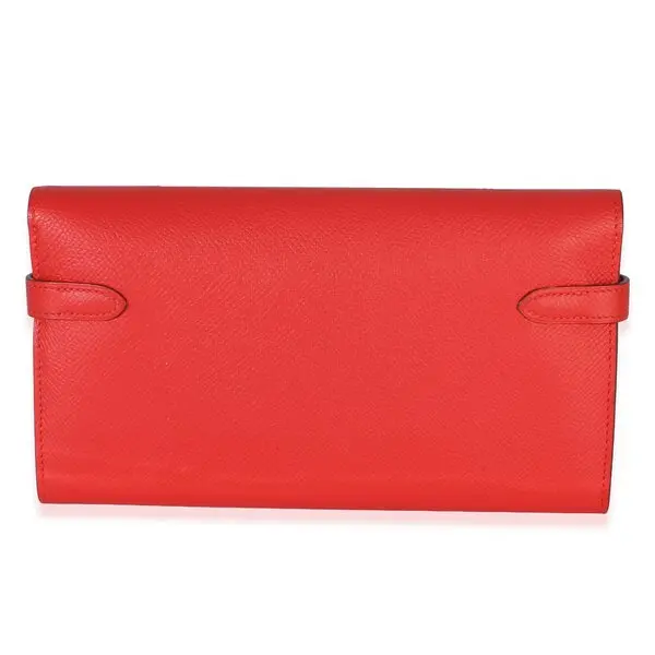 Hermès Rouge Tomate Epsom Kelly Long Wallet Phw - Red