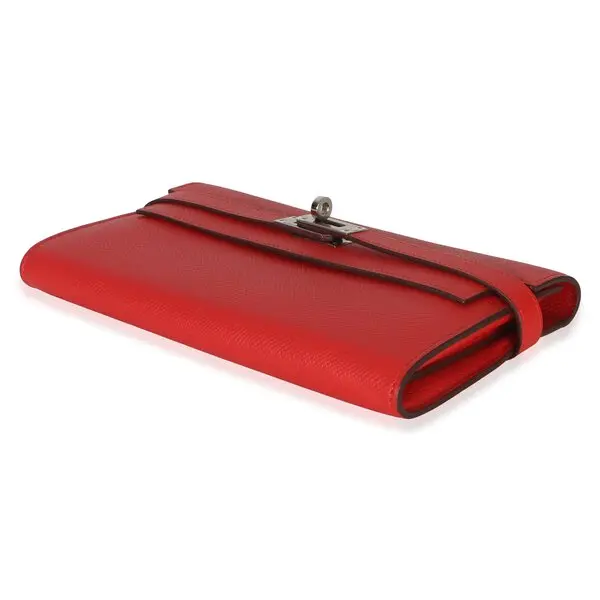 Hermès Rouge Tomate Epsom Kelly Long Wallet Phw - Red