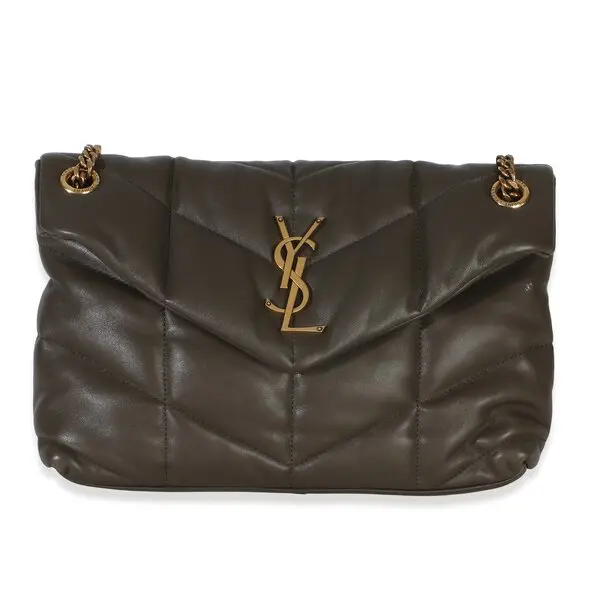Saint Laurent Loulou Puffer Chain Satchel - Green