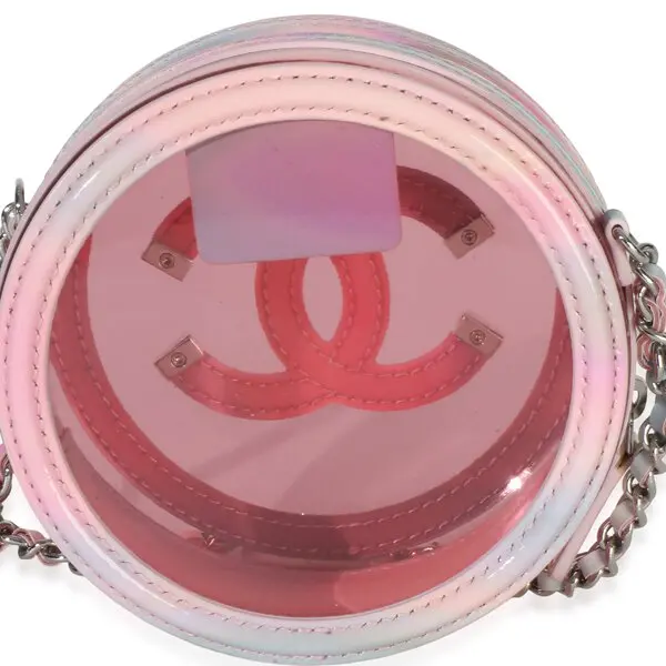 Chanel Multicolor Pvc Lambskin Filigree Round Clutch With Chain