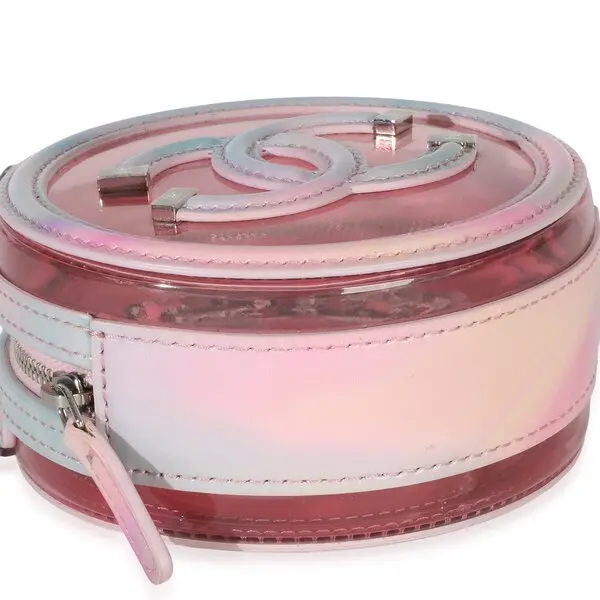 Chanel Multicolor Pvc Lambskin Filigree Round Clutch With Chain