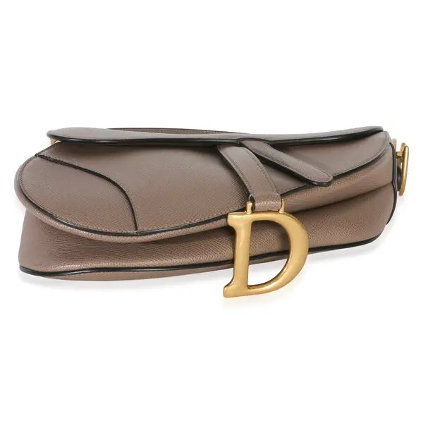 Dior Taupe Grained Calfskin Saddle Bag - Brown