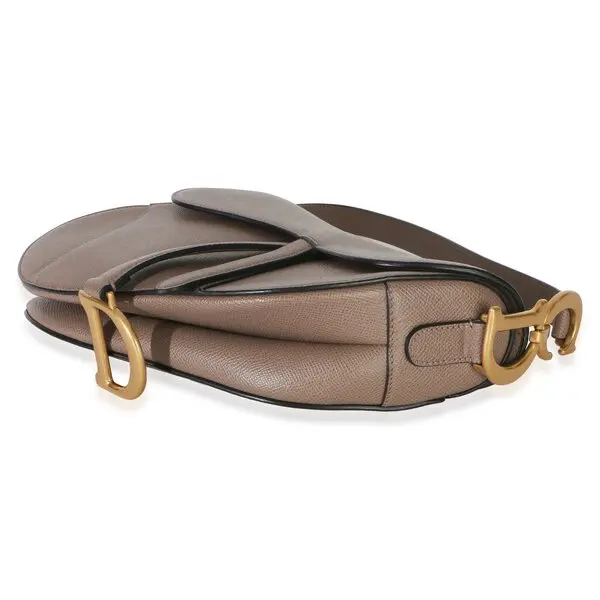 Dior Taupe Grained Calfskin Saddle Bag - Brown