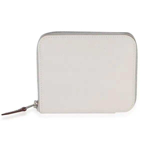 Hermès Gris Pale Ruby Epsom Azap Silk In Compact Wallet Phw - White