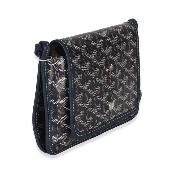 Goyard Navy Goyardine Canvas Plumet Wallet - Blue