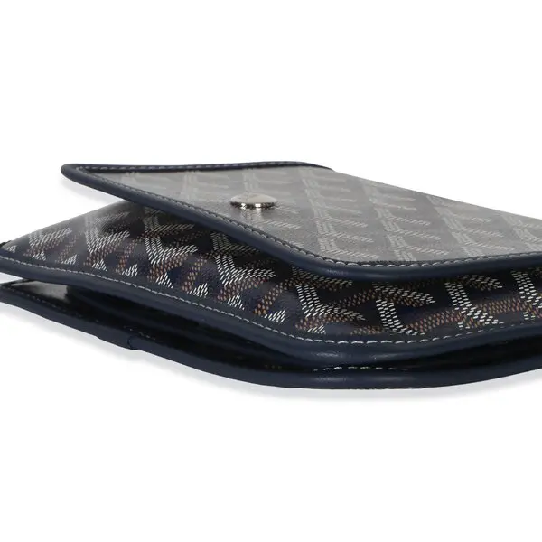 Goyard Navy Goyardine Canvas Plumet Wallet - Blue