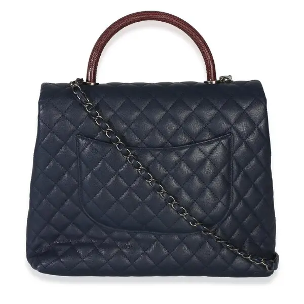 Chanel Quilted Caviar Lizard Top Handle Bag