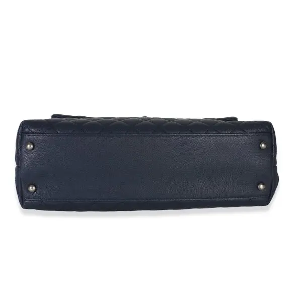Chanel Quilted Caviar Lizard Top Handle Bag