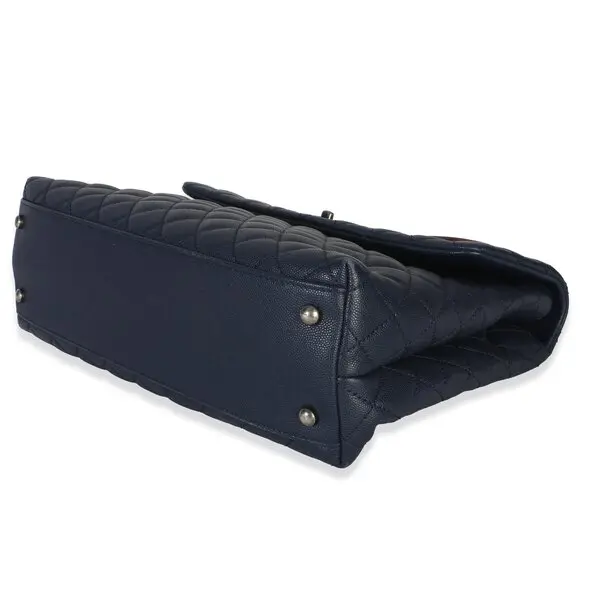 Chanel Quilted Caviar Lizard Top Handle Bag