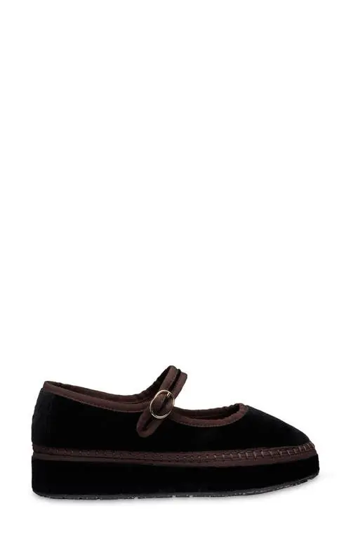 FLABELUS Double Sethe Platform Mary Jane Flat - Black