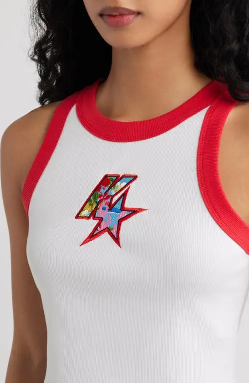 KULANI KINIS Embroidered Contrast Binding Crop Tank