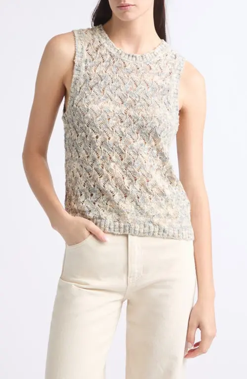 Veronica Beard Semisheer Cotton Blend Knit Tank - Dove Multi