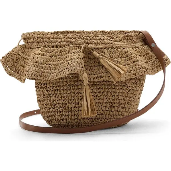 Mango Straw Bucket Bag - Brown