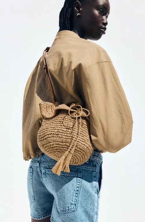Mango Straw Bucket Bag