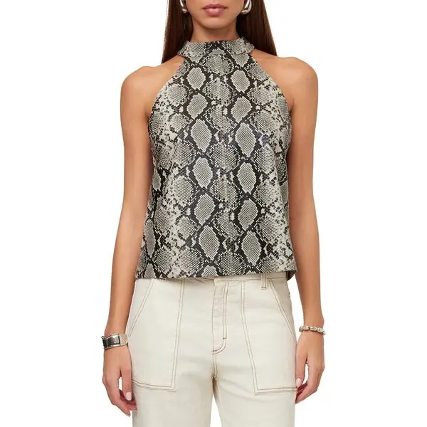 Fifteen Twenty Alexis Faux Leather Halter Top - Print
