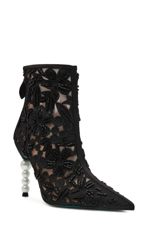Betsey Johnson Embellished Floral Bootie - Black
