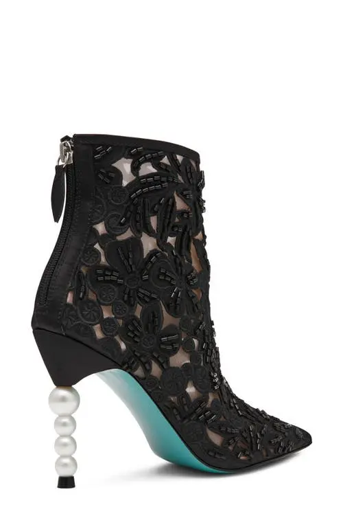 Betsey Johnson Embellished Floral Bootie - Black