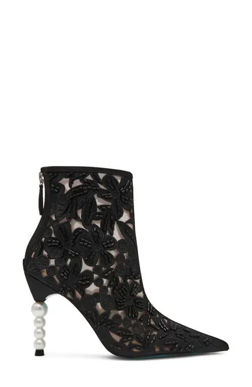 Betsey Johnson Embellished Floral Bootie - Black
