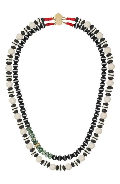 ROXANNE ASSOULIN The Salt & Pepper Double Strand Necklace - Black Striped/black/pristine