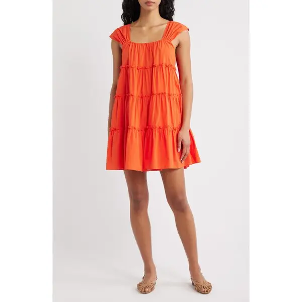 FRNCH Nicandro Tiered Cotton Minidress - Corail
