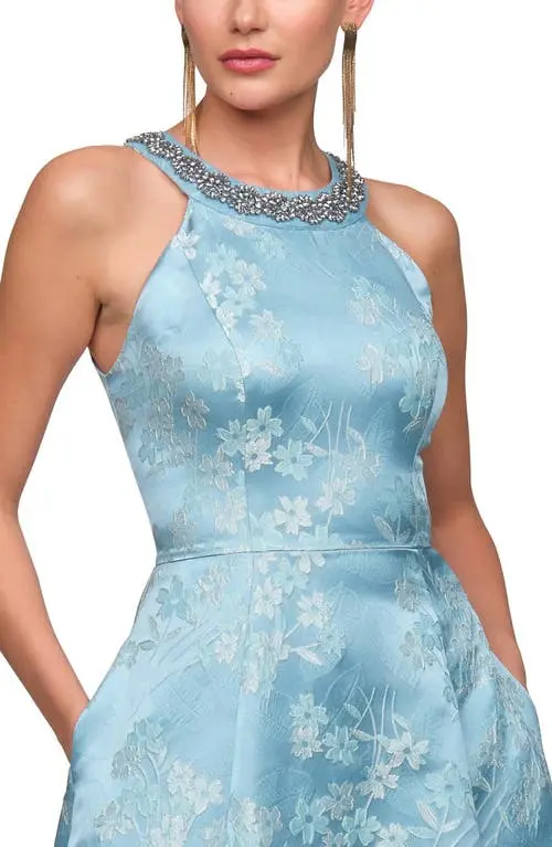 Js Collections Donatella Floral Jacquard Gown