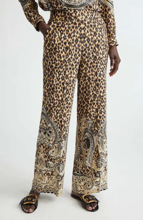 Etro Straight Leg Silk Pants - Beige