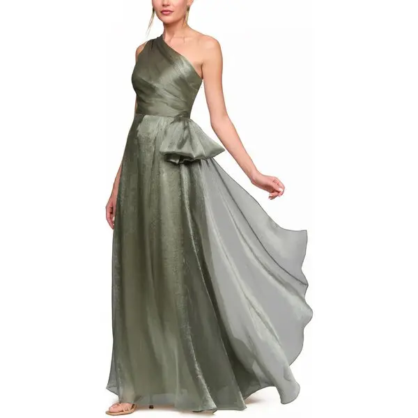 Js Collections Kairi One-shoulder Taffeta Gown - Celadon
