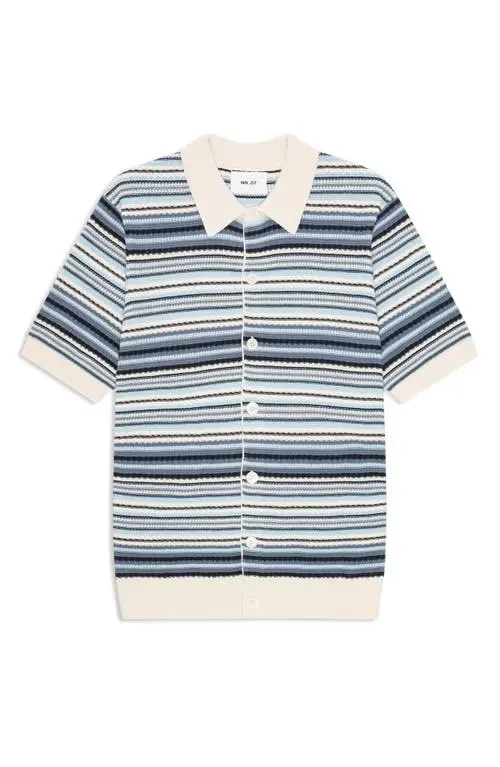 Nn07 Nolan Striped Organic Cotton Polo Cardigan