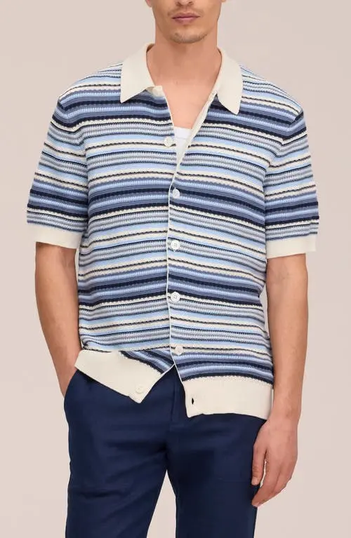 Nn07 Nolan Striped Organic Cotton Polo Cardigan