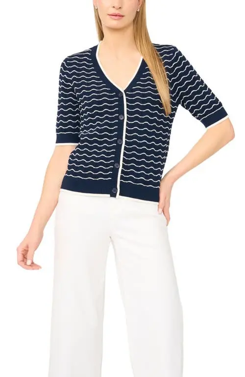 Halogen Scallop Cardigan - Classic Navy