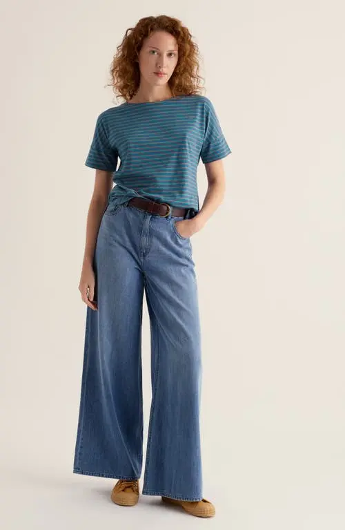 SEASALT CORNWALL Organic Cotton Striped Boatneck T-shirt