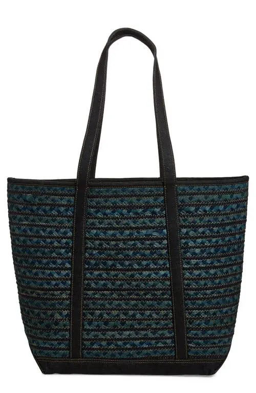 Double Rl Banks Braided Cotton Beach Tote - Navy Multi